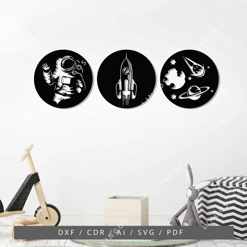 Space Design Laser Cut Svg Dxf Files Wall Sticker Engraving - Etsy Canada