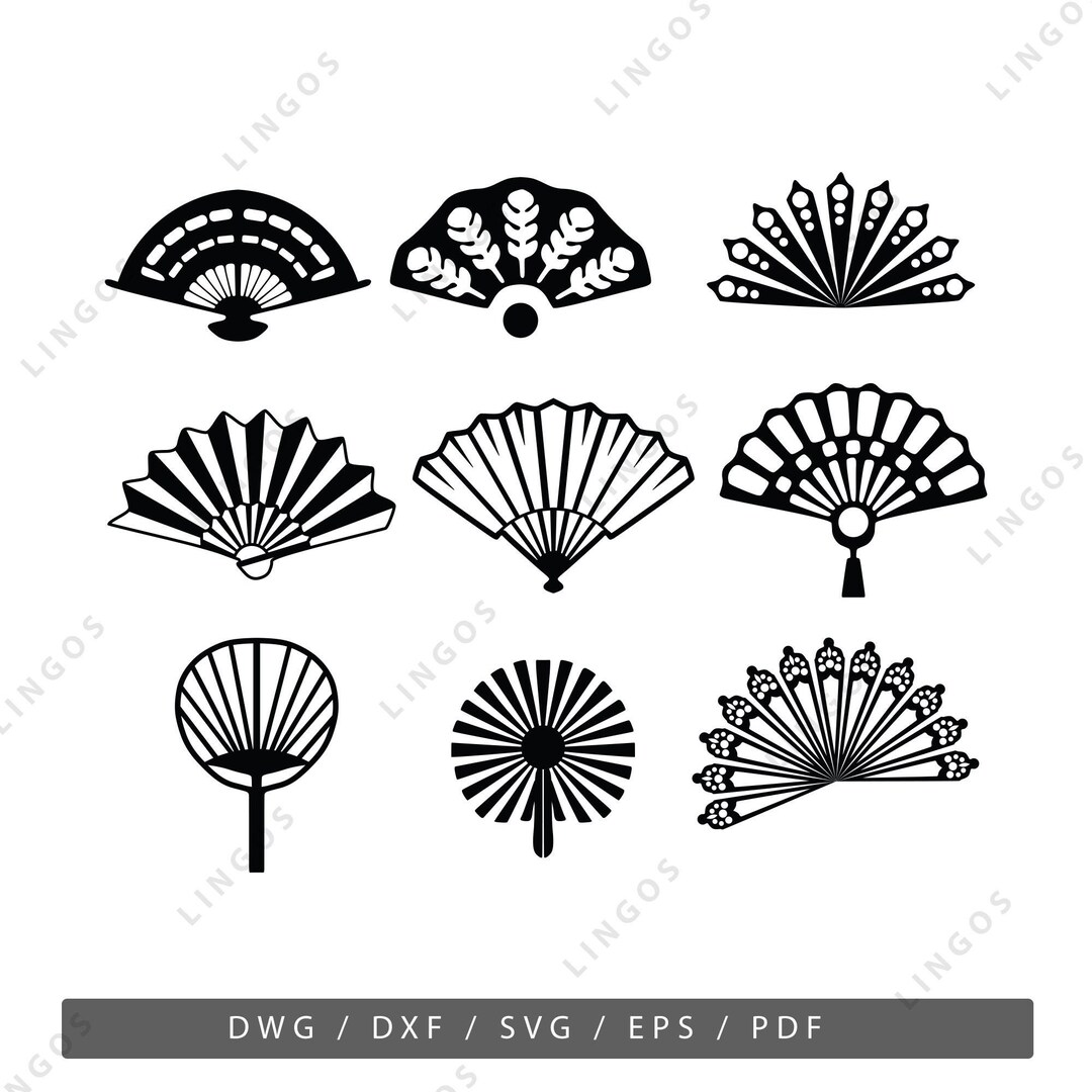 Hand Fans Vector, Fan SVG Bundle, Fan Clipart, Fan Silhouette, Digital ...