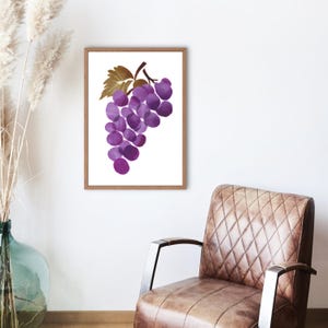 Grape Printable Wall Art, Fruit Poster, Watercolor Illustration ...
