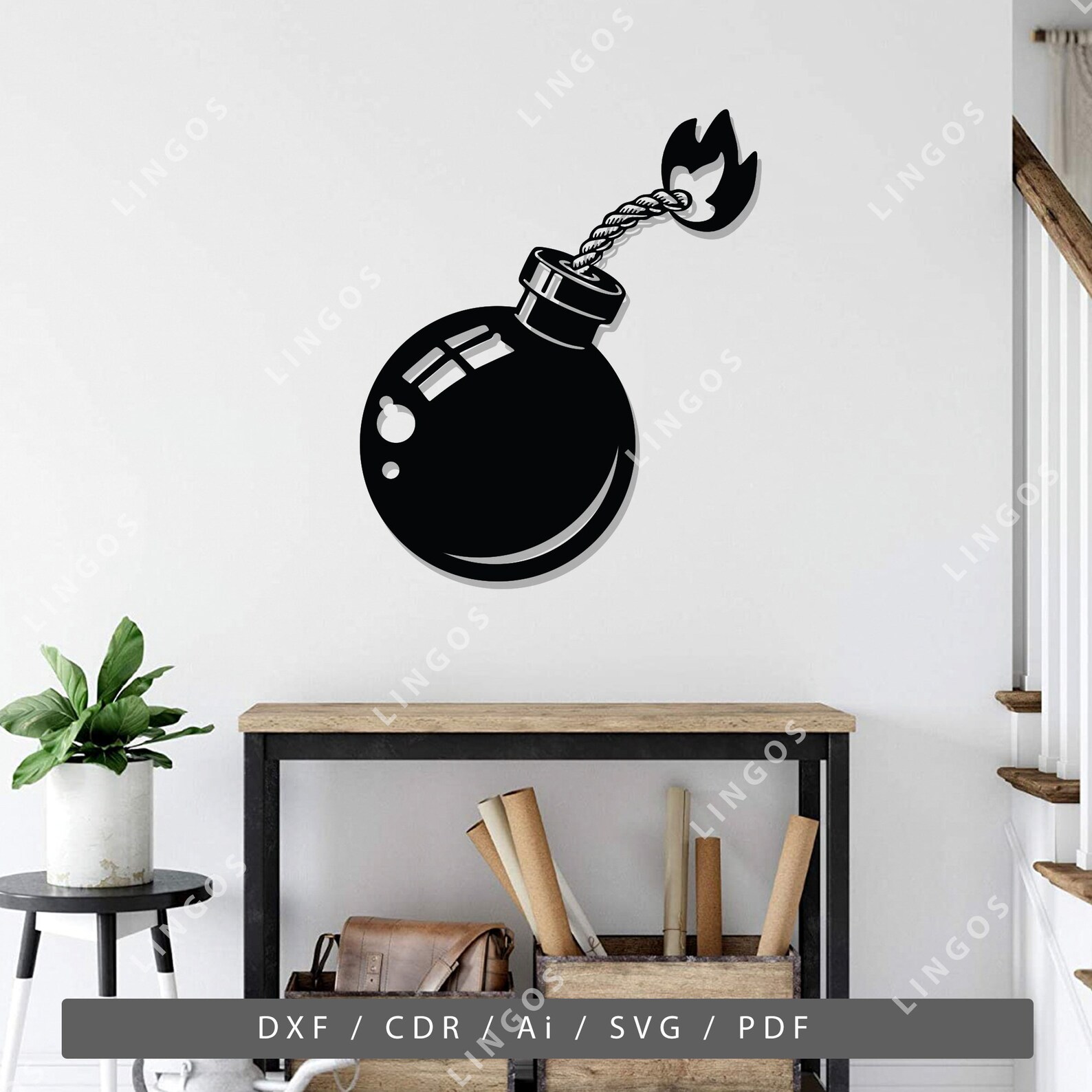 Bomb DXF File Pdf Ai SVG Cdr Wall Decor Vector Laser | Etsy