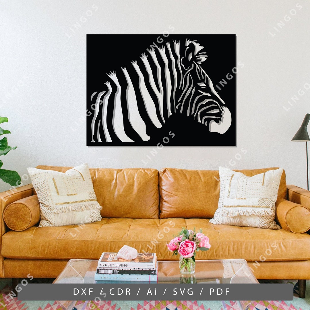 Zebra Design Laser Cut Svg Dxf Files Wall Sticker Engraving Decal ...