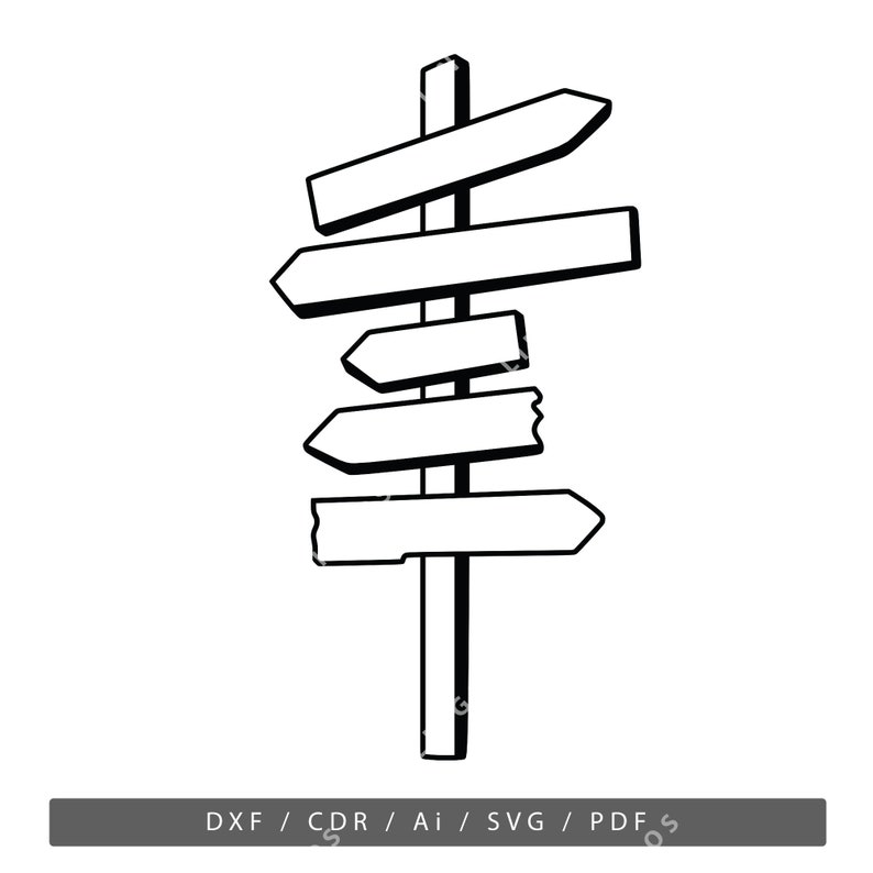 Destination Sign Vector Arrow Wall Art Road SVG Travel DXF - Etsy