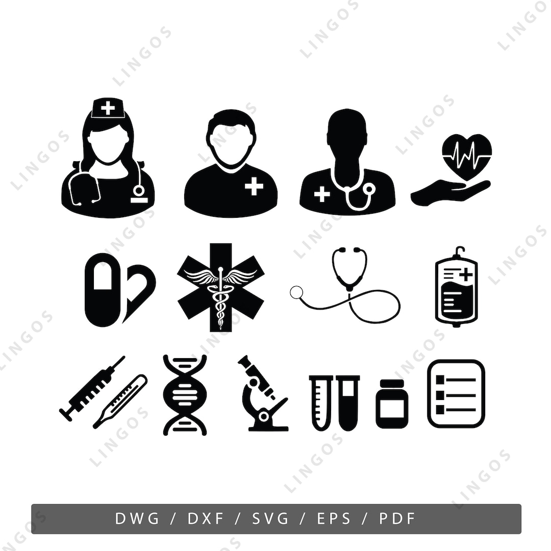 Health Symbols Vector, Medical SVG Bundle, Medicinal PDF, Surgical DWG ...