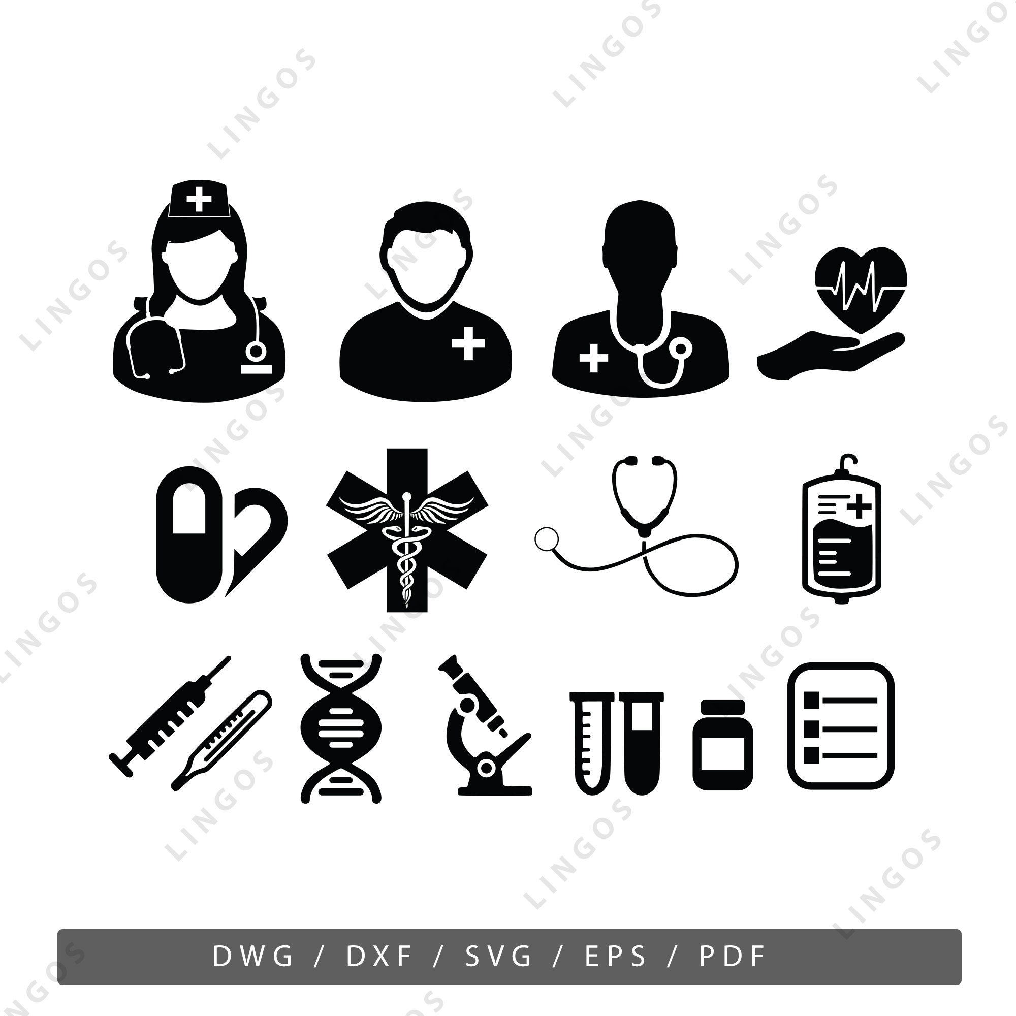 Health Symbols Vector Medical SVG Bundle Medicinal PDF - Etsy
