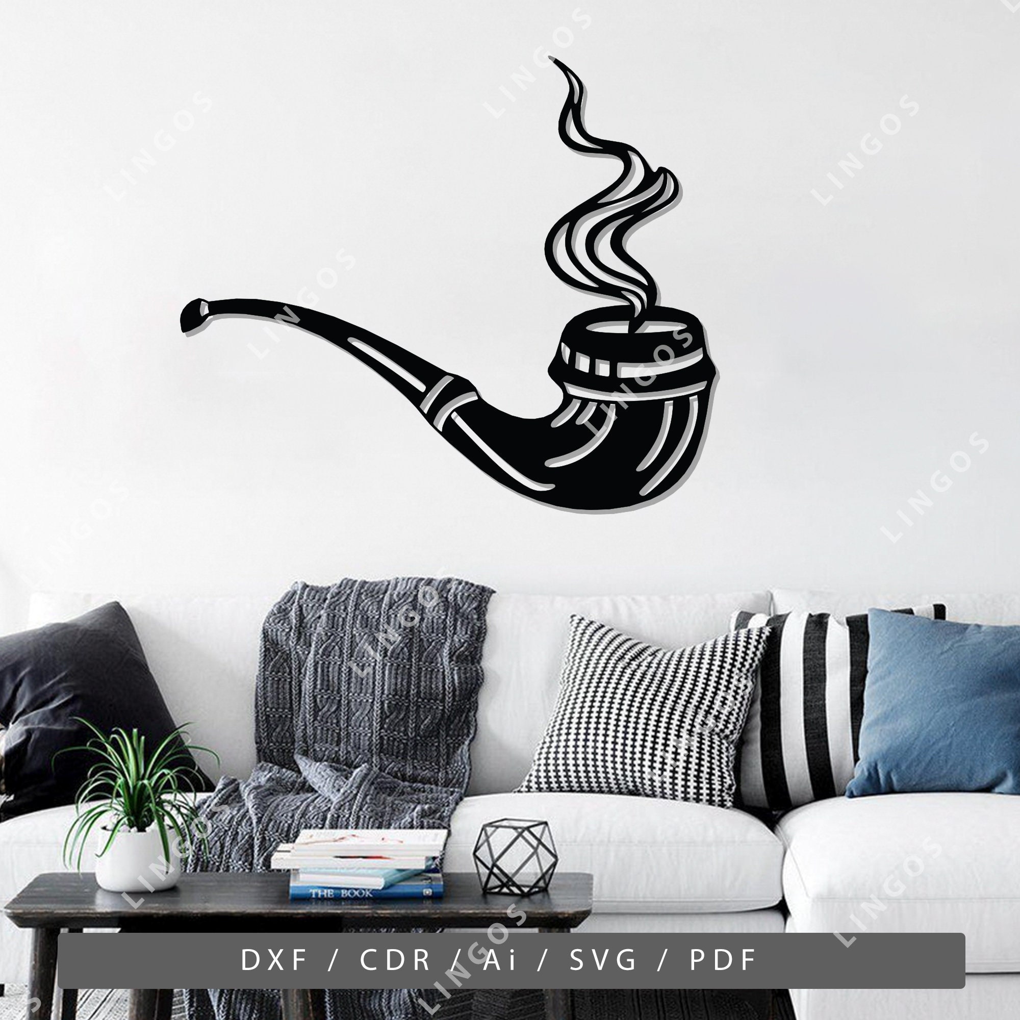 Pipe Design Dxf Smoking Pipe Wall Art Smoke Laser Cut Wall - Etsy