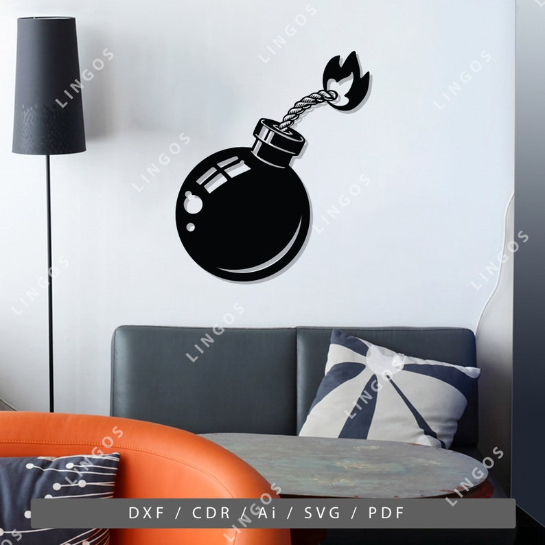 Bomb DXF File Pdf Ai SVG Cdr Wall Decor Vector Laser | Etsy