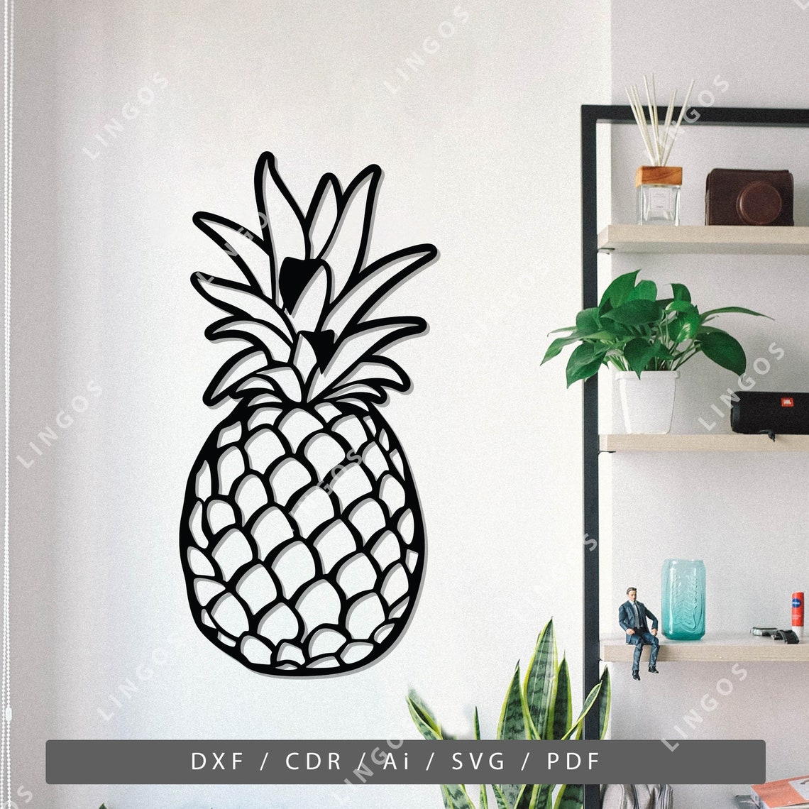 Pineapple DXF File Fruit Clipart Silhouette Cut File Wall - Etsy