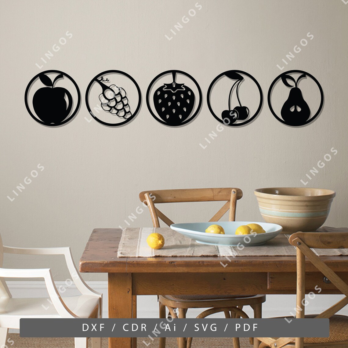 Fruits Design Laser Cut Svg Dxf Files Wall Sticker Engraving - Etsy