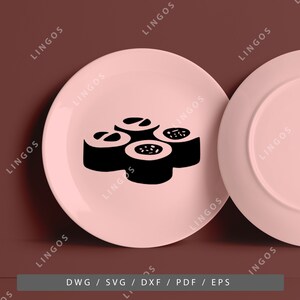 Asian Food SVG Bundle, Japanese Vector, Sushi Roll DWG, Ramen Dxf ...