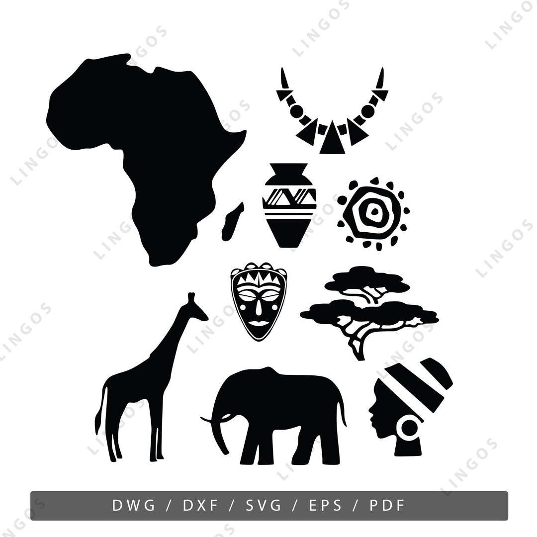 African Animals & Symbols Vector Bundle: SVG, DWG, PDF Files - Etsy