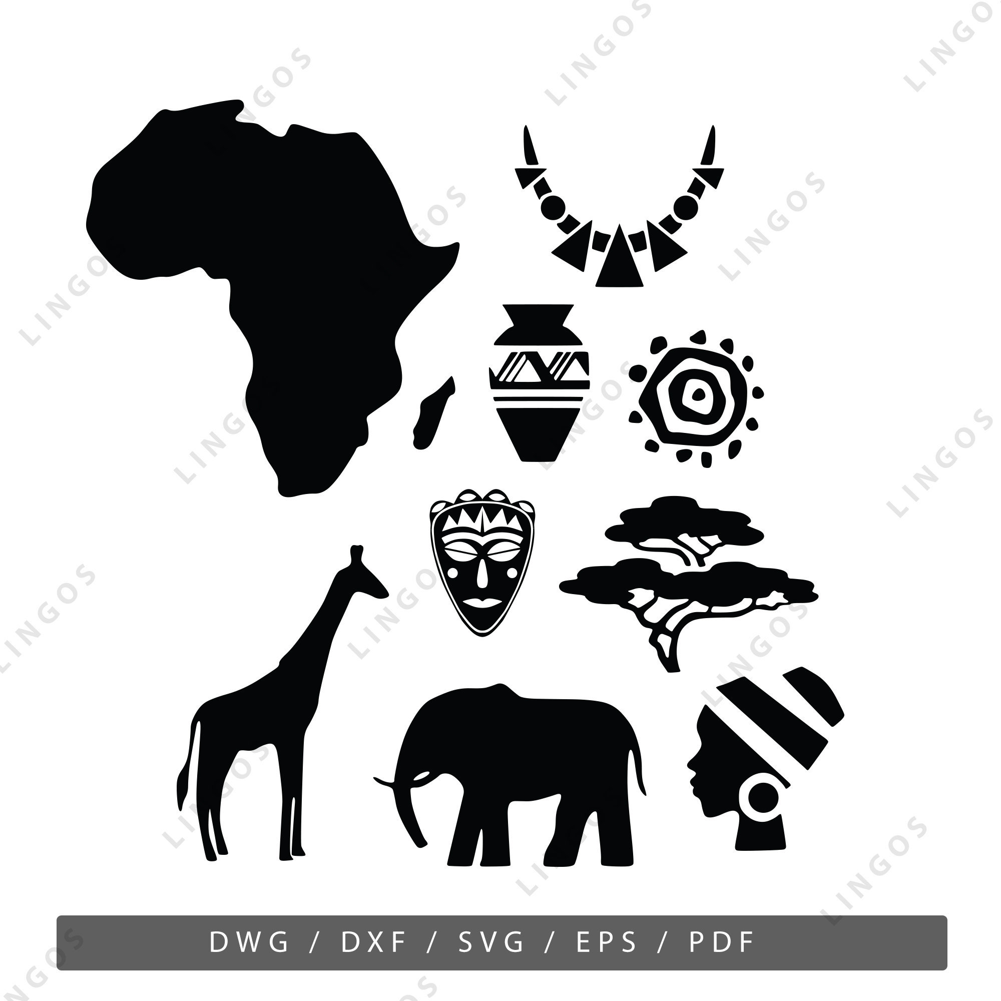 African Symbol Vector African SVG Bundle Mask PDF African - Etsy