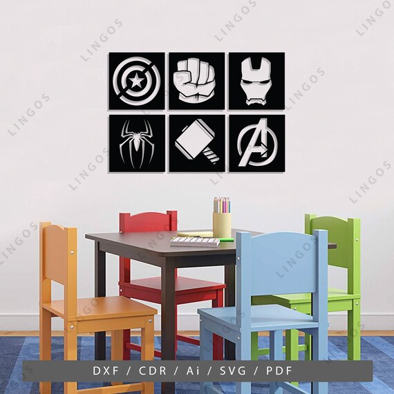 Marvel laser cut spiderman svg hulk dxf files wall sticker | Etsy