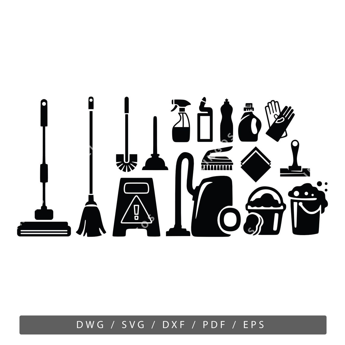 Cleaning Tools SVG Maid Services Vector Clean Equipment PDF - Etsy