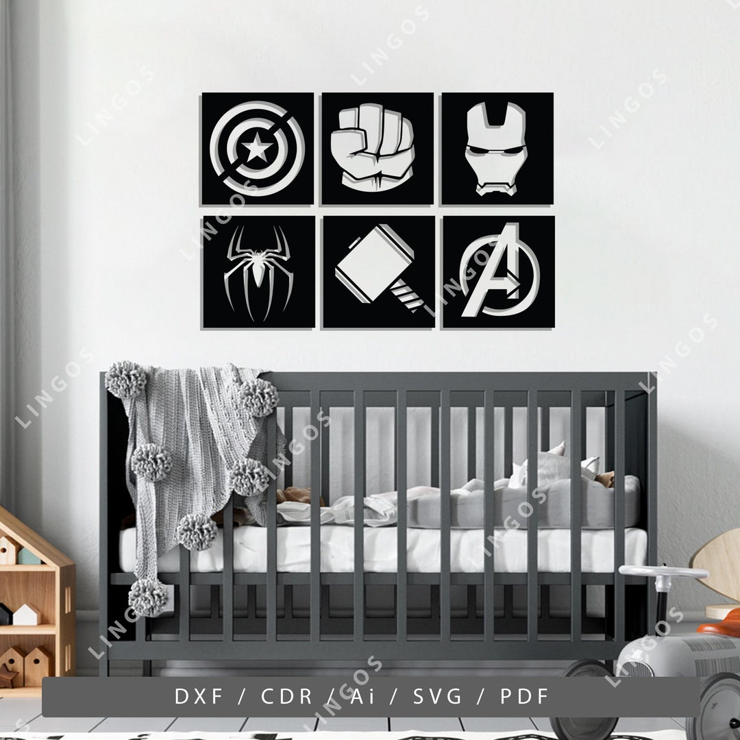 Marvel laser cut spiderman svg hulk dxf files wall sticker - Etsy México