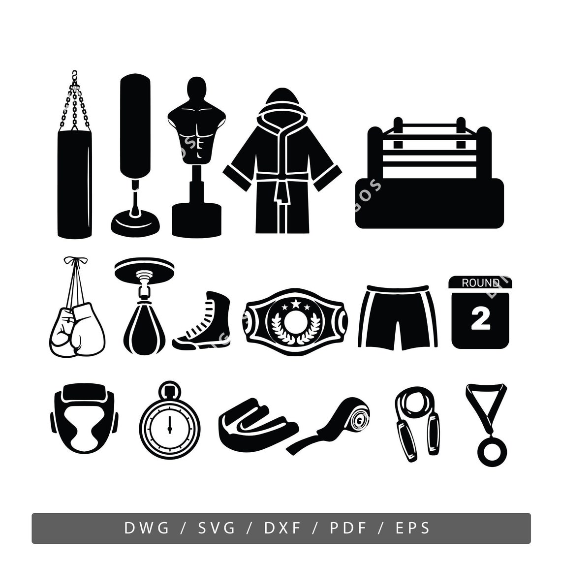 Boxing Elements Vector Boxing Set DXF Fighting SVG Boxing - Etsy
