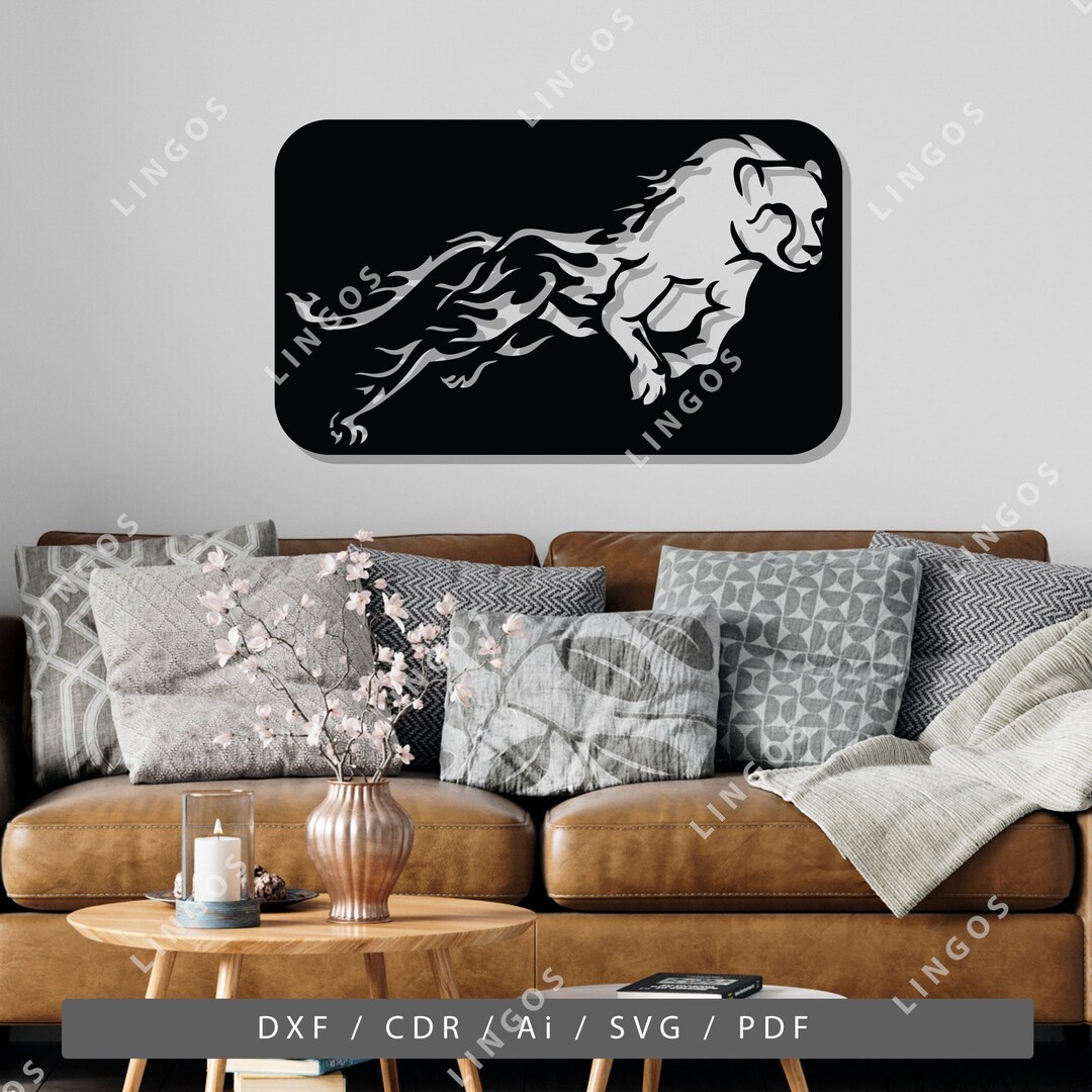Cheetah Digital Vector, Animal Download Laser, Cnc Cut, SVG, DXF, Pdf ...