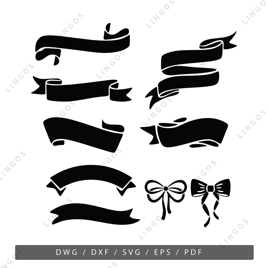 Ribbon Banner SVG File, Label Bundle Vector, Silhouette, Pdf, DWG, Eps ...