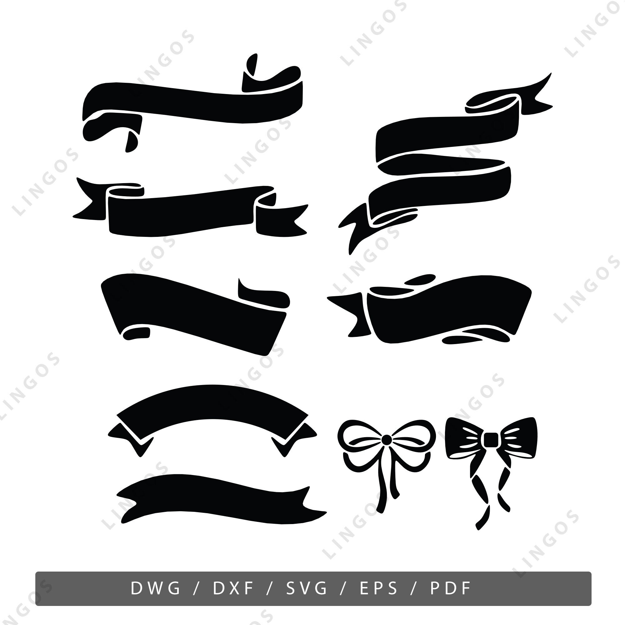 Ribbon Banner SVG File, Label Bundle Vector, Silhouette, Pdf, DWG, Eps ...