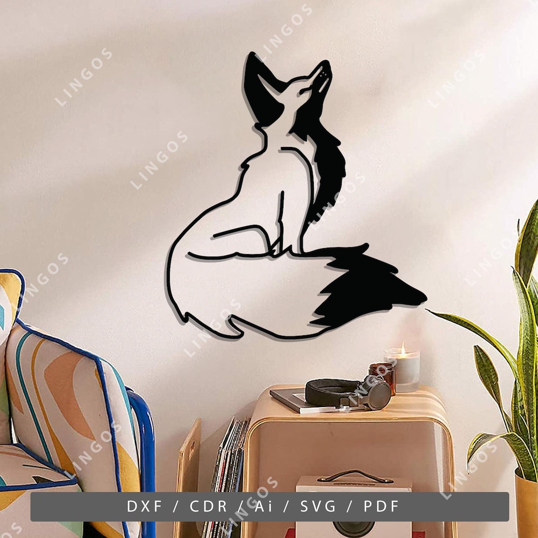 Fox Wall Art DXF, Howling Fox Cut File SVG, Wildlife Animal Decor Cdr ...