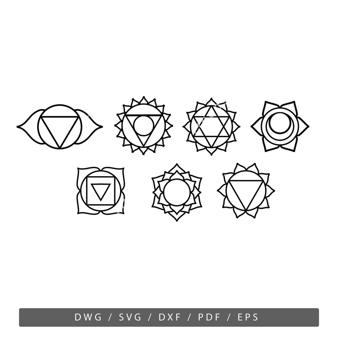 7 Chakras Symbol Svg, Yoga Vector, Buddha DWG, Meditation EPS File ...