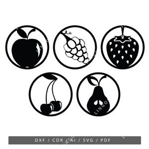 Fruits Design Laser Cut Svg Dxf Files Wall Sticker Engraving Decal ...
