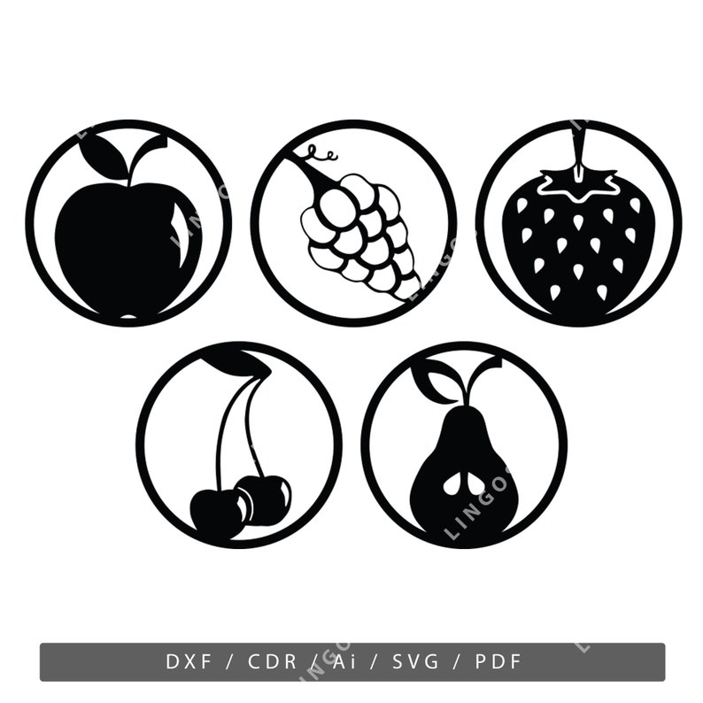 Fruits Design Laser Cut Svg Dxf Files Wall Sticker Engraving - Etsy
