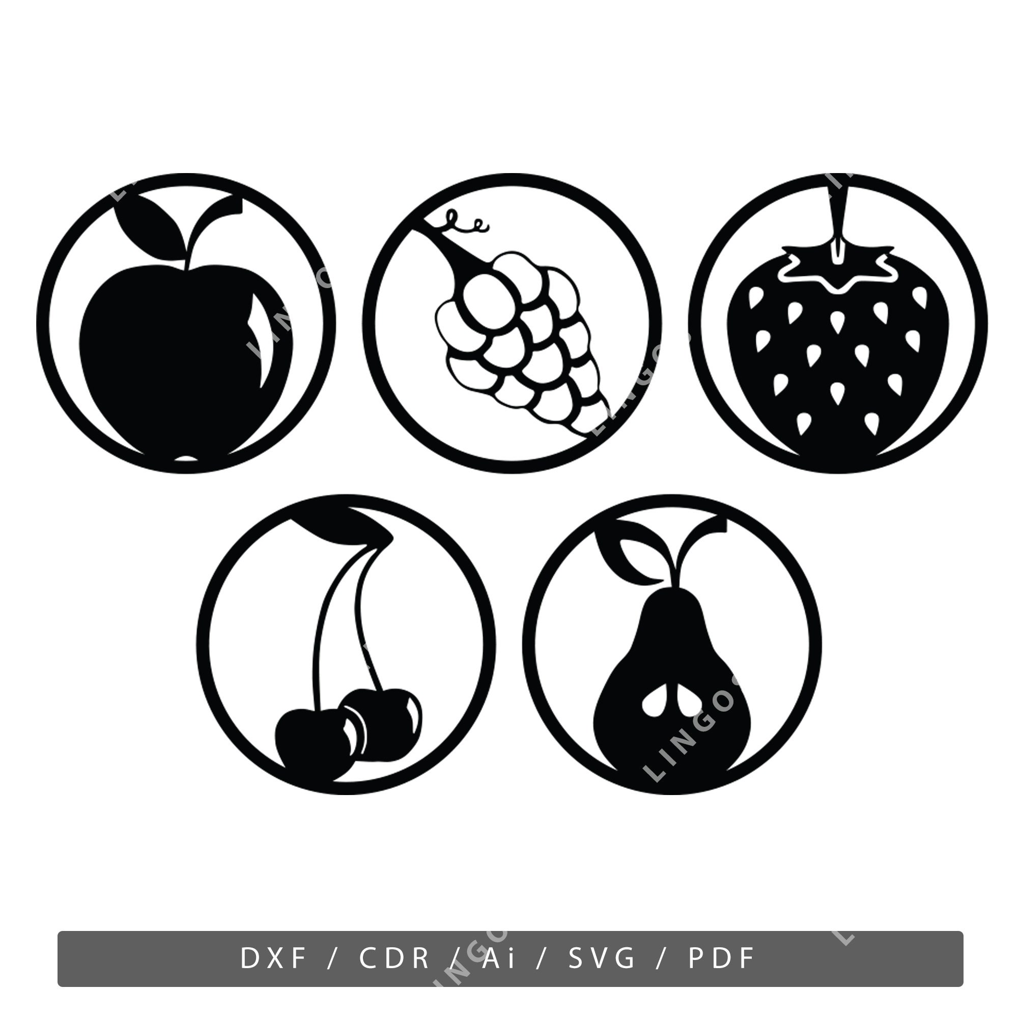Fruits Design Laser Cut Svg Dxf Files Wall Sticker Engraving - Etsy UK