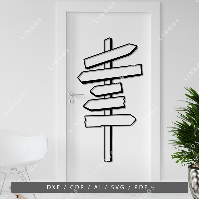 Destination Sign Vector Arrow Wall Art Road SVG Travel DXF - Etsy