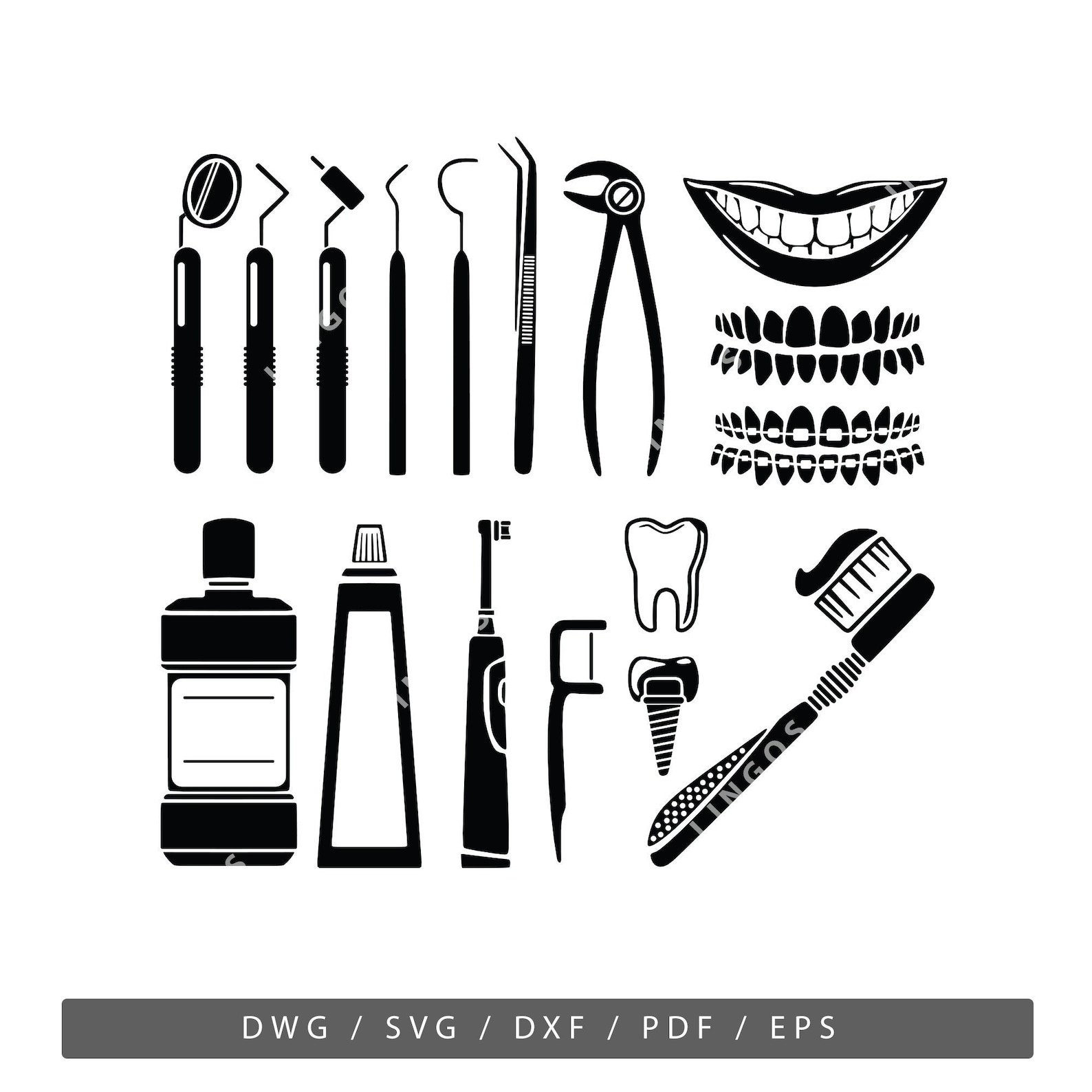 Dental Tools Svg Dentist Digital Files Tooth Vector Teeth | Etsy