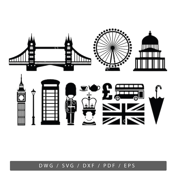 London Vector England Bundle Svg British PDF File UK Symbol - Etsy