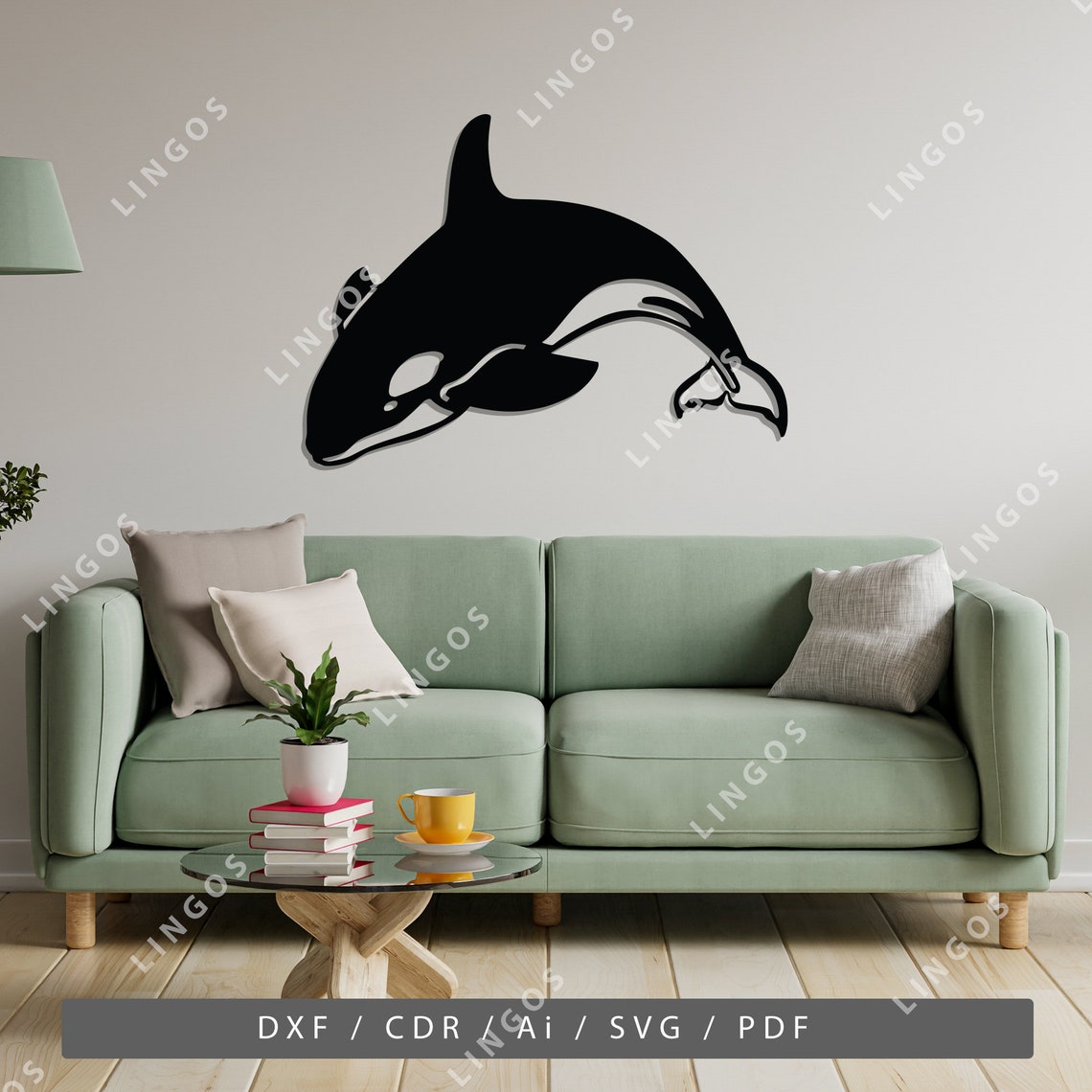 Orca Design Laser Cut Svg Dxf Files Wall Sticker Engraving - Etsy