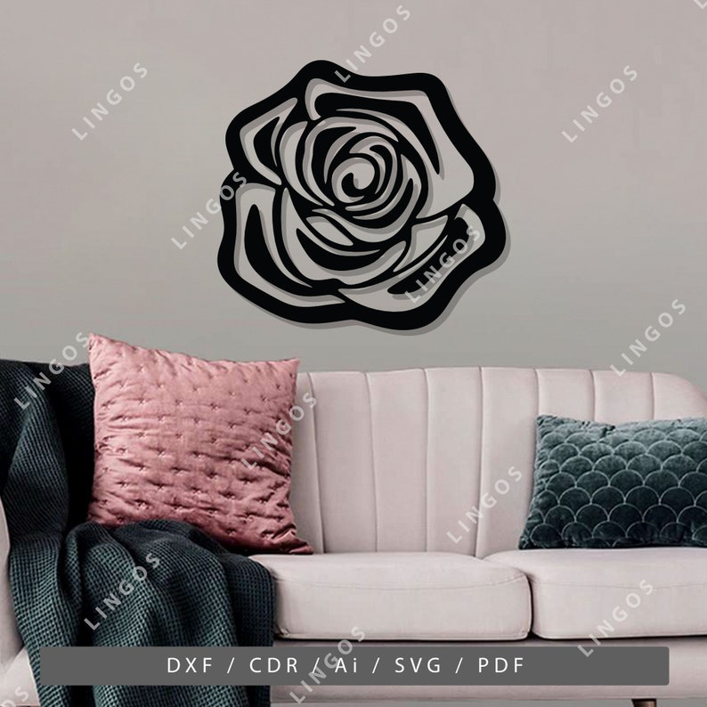 Rose Vector Flower DXF File Wall Decor Cnc Cutting Instant | Etsy