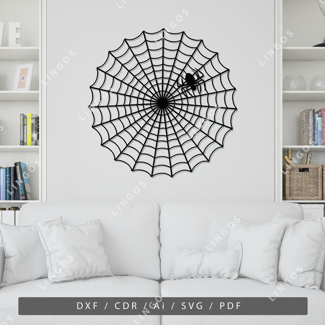 Spider Web Wall Art PDF - Halloween Decor DXF - CNC Laser Cut File Svg ...