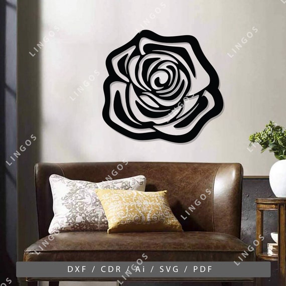 Rose Vector Flower DXF File Wall Decor Cnc Cutting Instant | Etsy