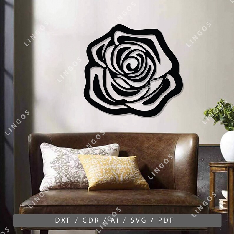 Rose Vector Flower DXF File Wall Decor Cnc Cutting Instant | Etsy
