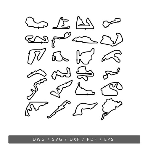 Formula 1 Race Tracks Vector Racetracks SVG Bundle Grandprix - Etsy