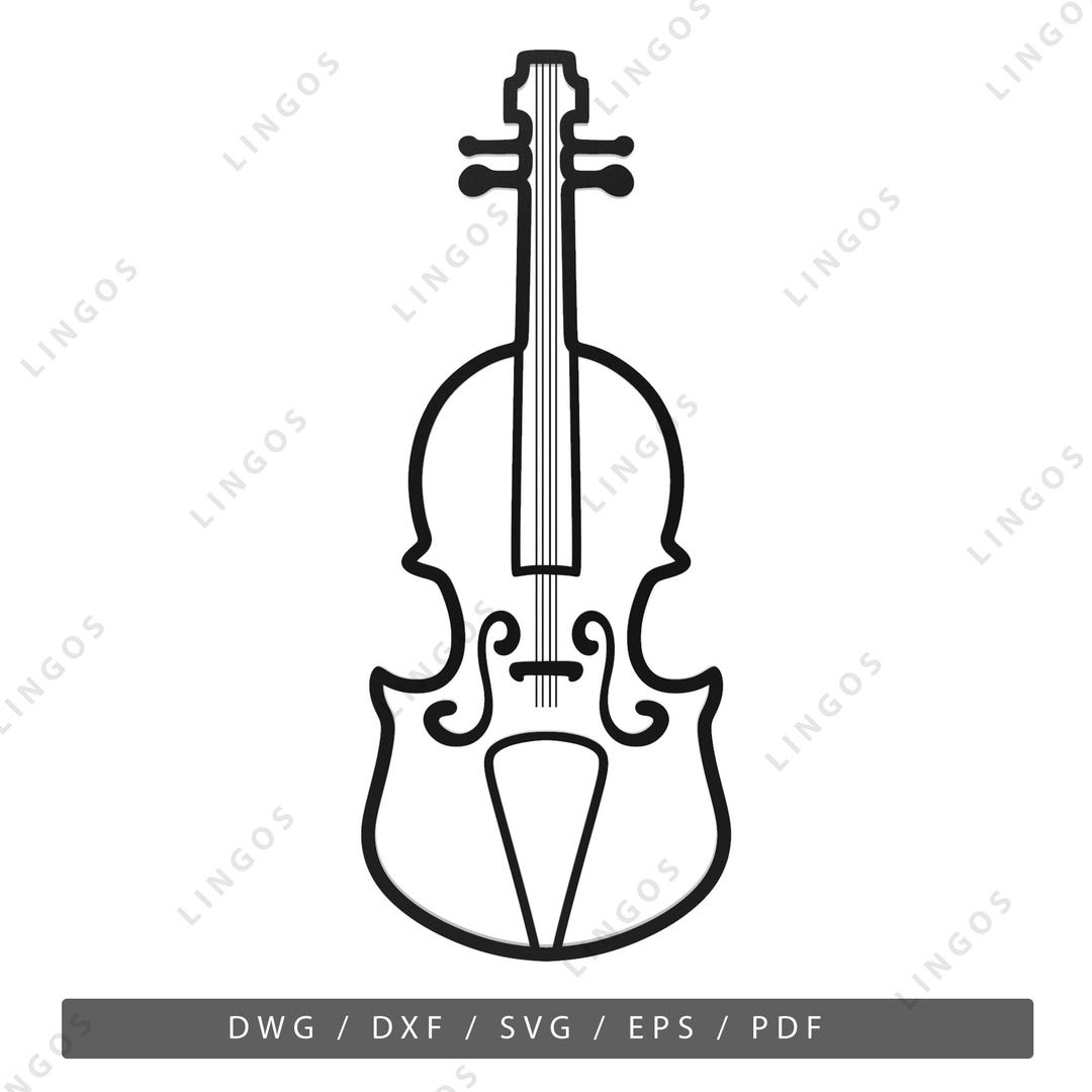 Violin Line Art SVG | Classical Music Instrument Vector | Violin DWG ...