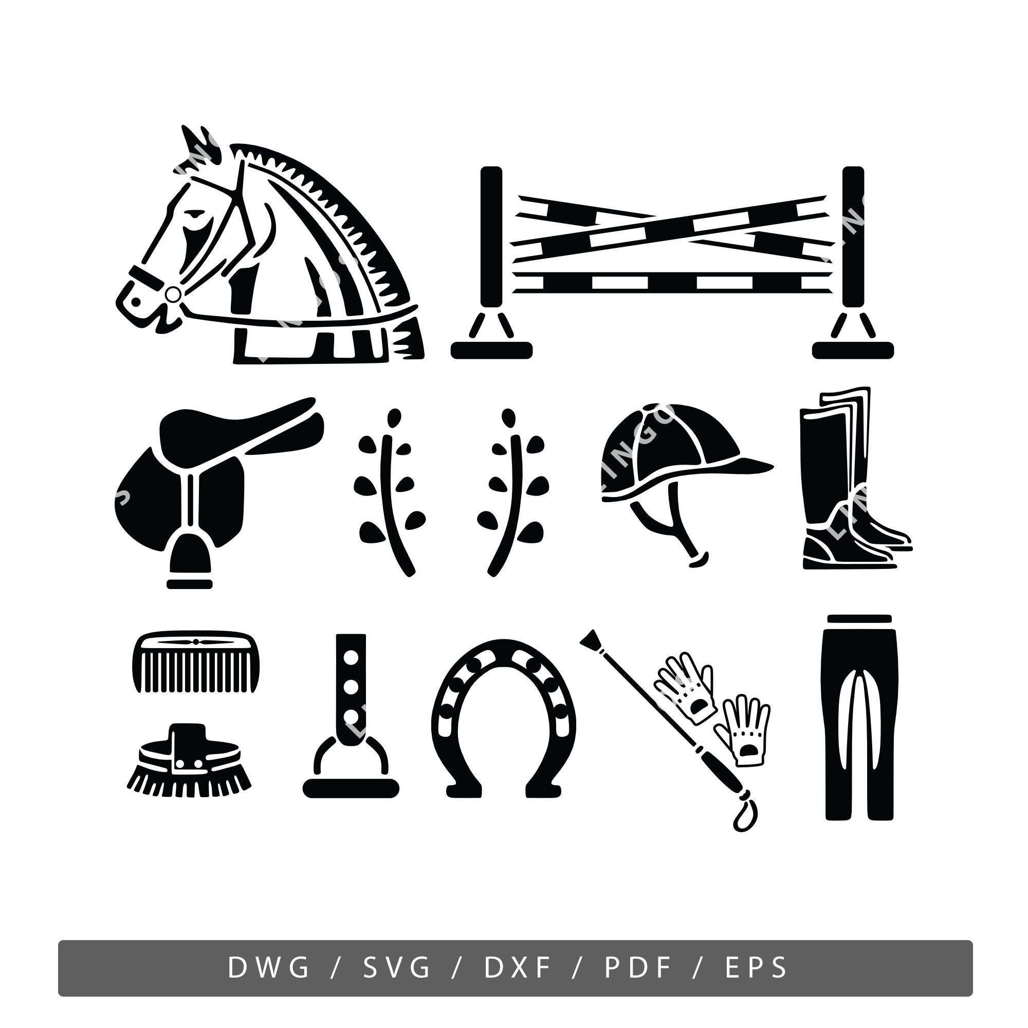 Equestrian SVG: Horse Riding Accessories Vector Graphics (digital Files ...
