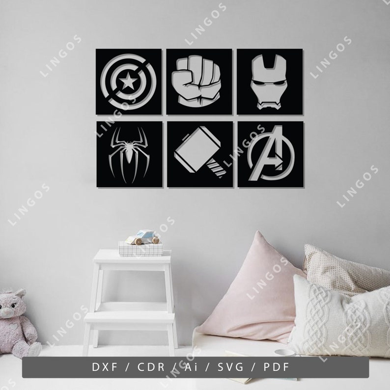 Marvel laser cut spiderman svg hulk dxf files wall sticker - Etsy México