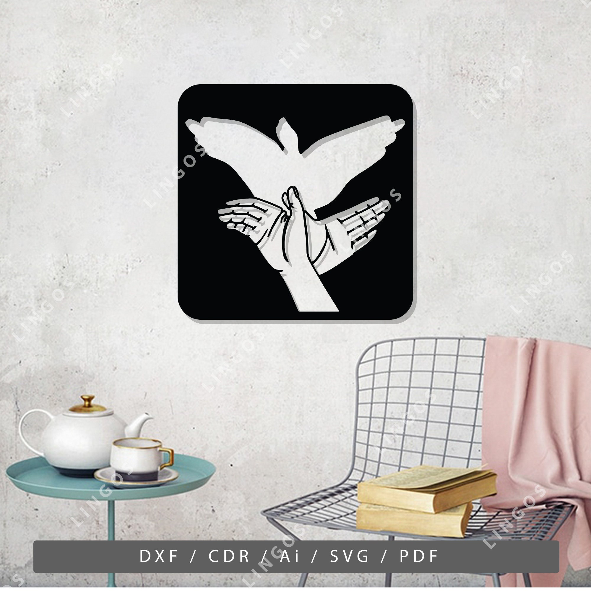 Hand Shadow Bird Vector Finger Shadow Wall Art Animal | Etsy