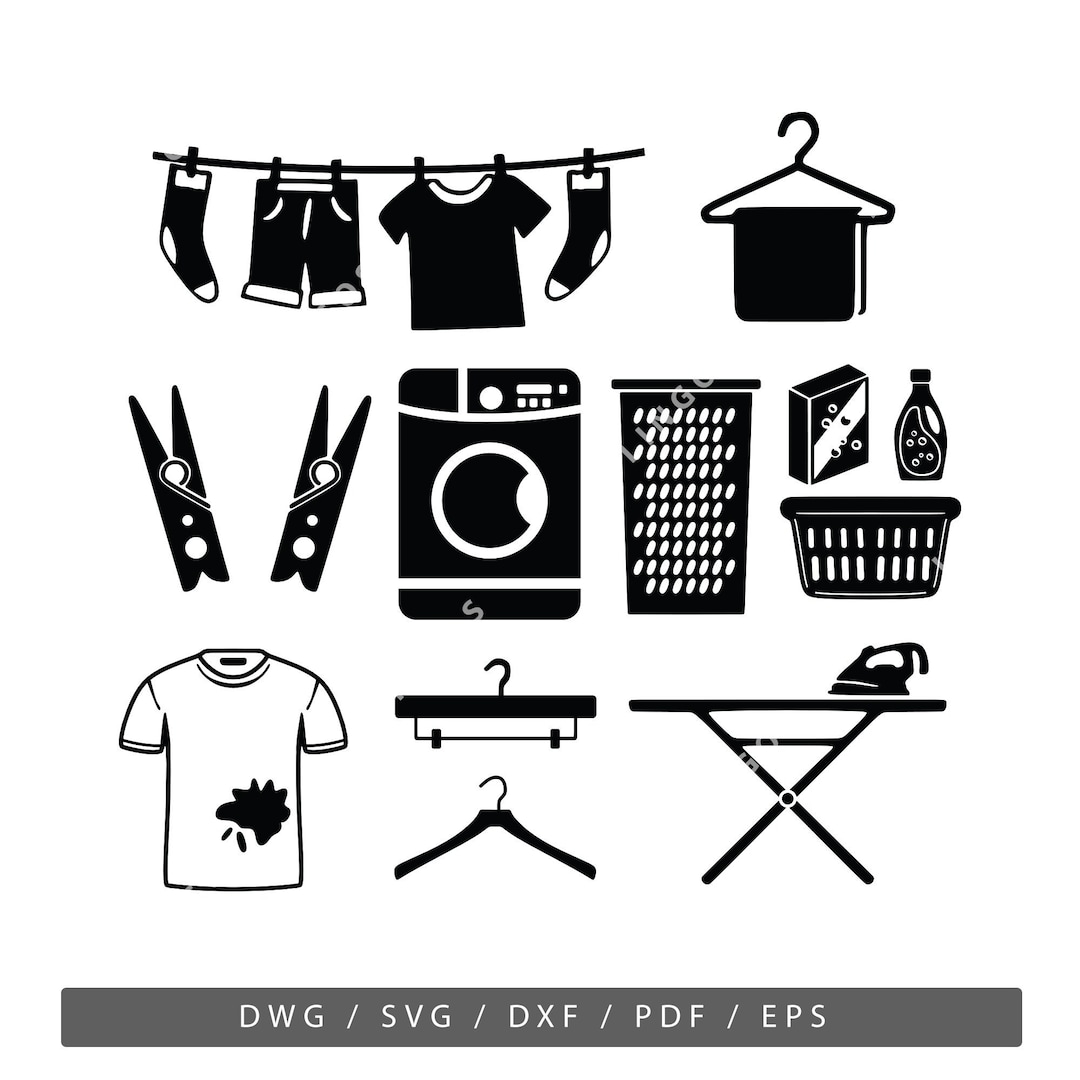 Laundry Sign SVG: Wash Dry Fold Vector Graphics (digital Files) - Etsy