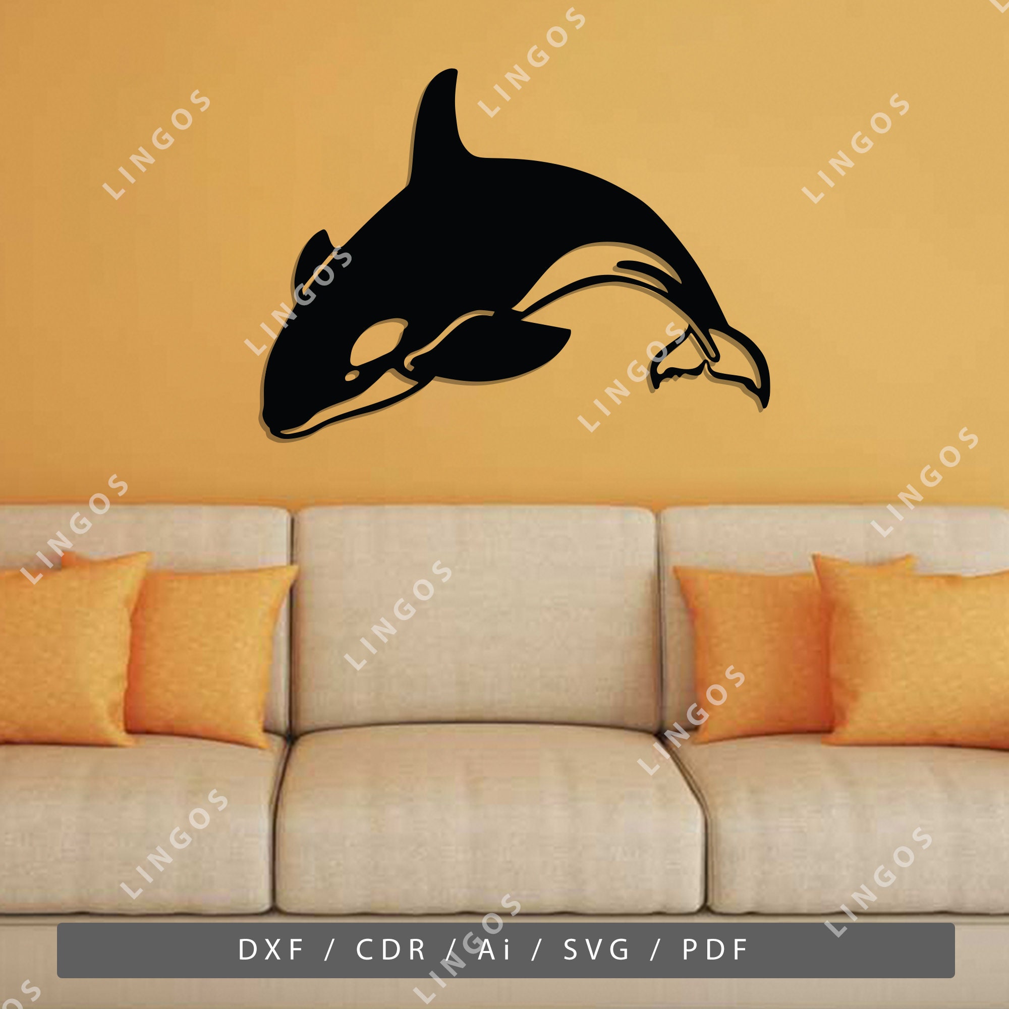 Orca Design Laser Cut Svg Dxf Files Wall Sticker Engraving - Etsy Australia