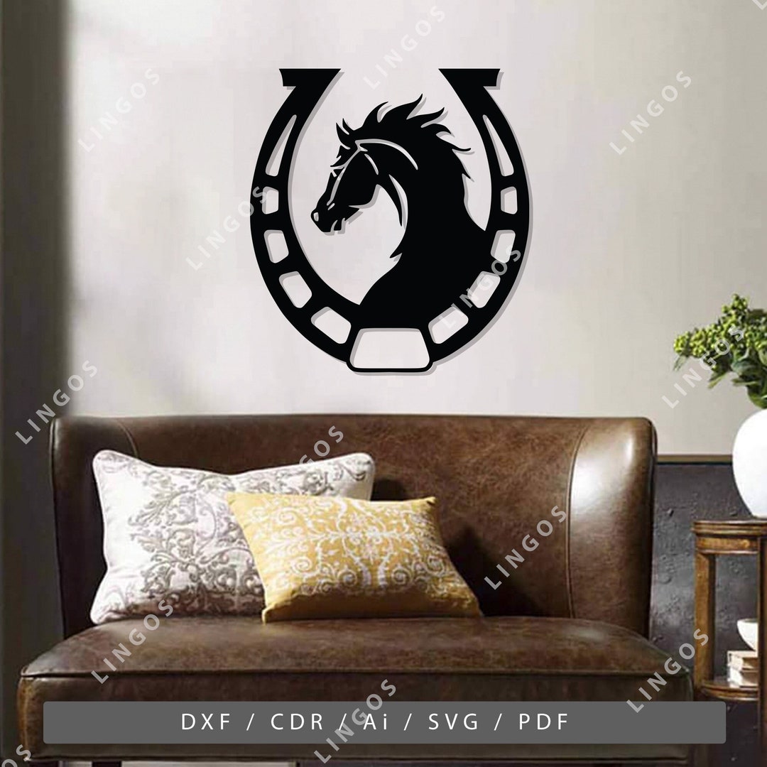 Caballo Herradura Diseño láser svg dxf archivos instand descargar pared ...