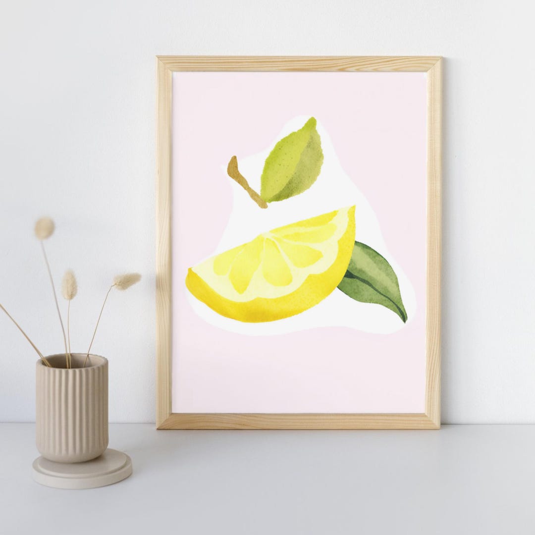 Lemon Printable Wall Art, Fruit Market Poster, Watercolor Illustration ...