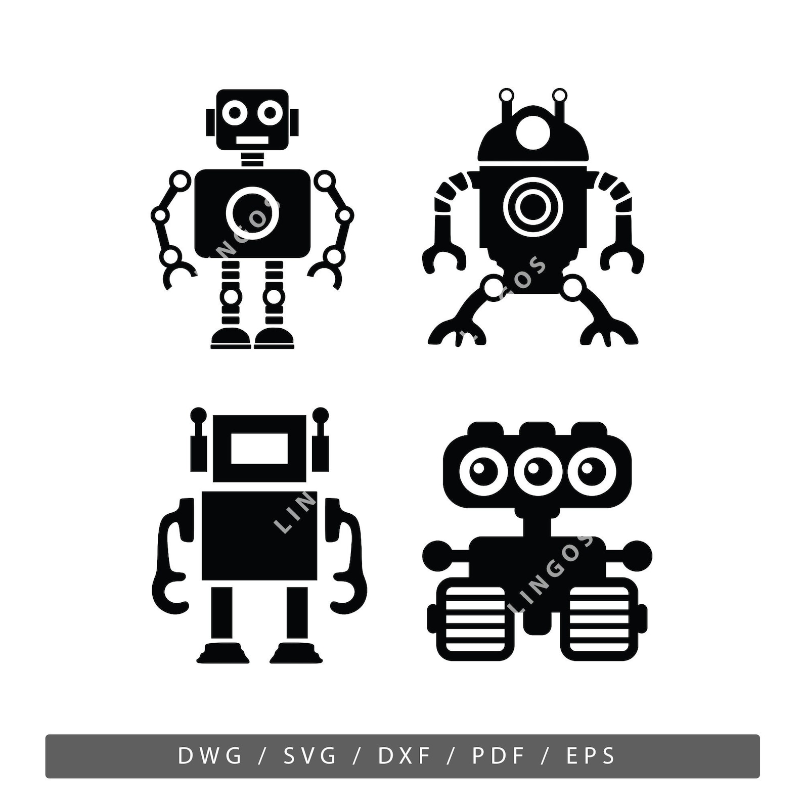 Robot Vector, Machine SVG Bundle, Robotics EPS File, Laser, Dwg , Pdf ...