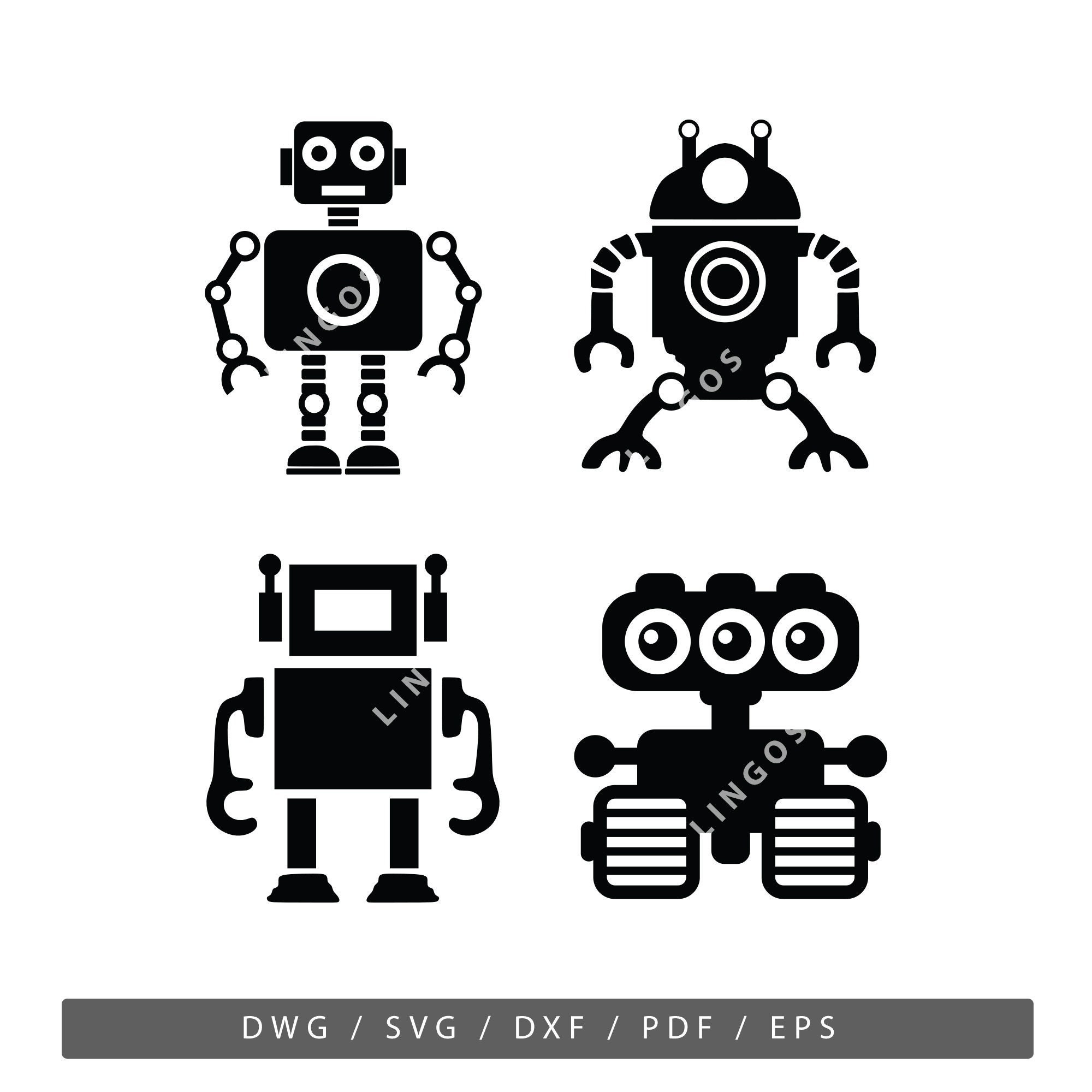 Robot Vector, Machine SVG Bundle, Robotics EPS File, Laser, Dwg , Pdf ...