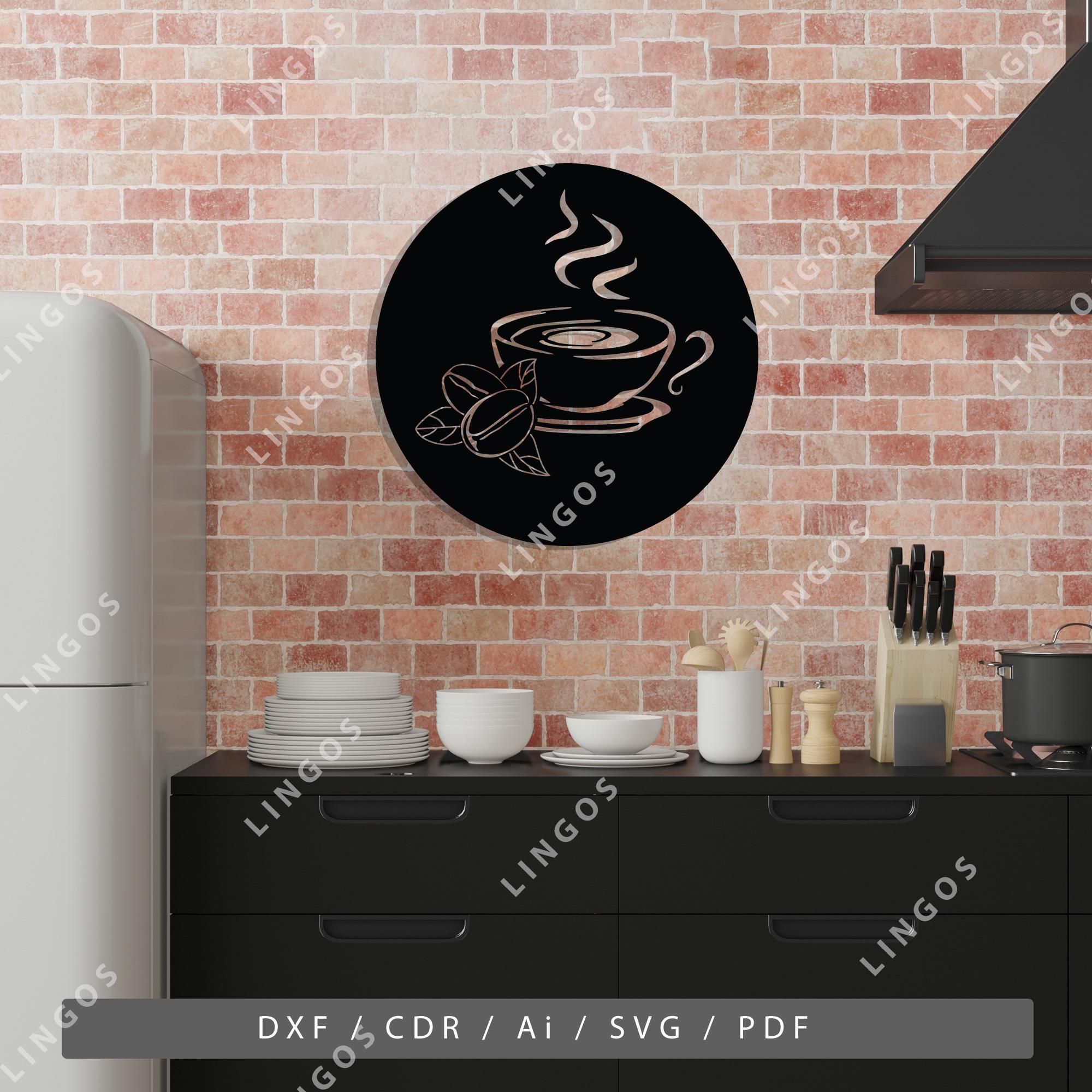 Coffee Cup Wall Art DXF, Café Decor Metal Cut Svg File, CDR, Ai, PDF - Etsy