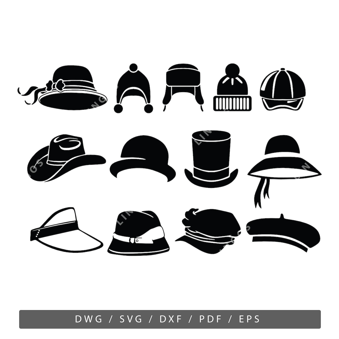 Hat Svg Bundle Baseball Cap Vector Top Hat Clip Art Cloche - Etsy