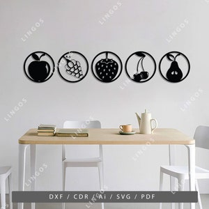 Fruits Design Laser Cut Svg Dxf Files Wall Sticker Engraving Decal ...