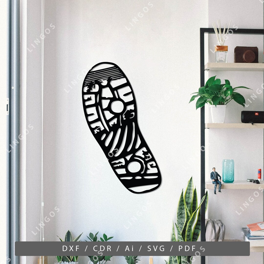 Footprint SVG File, Hiking Boot Wall Decor, Traces Legs Digital Files ...